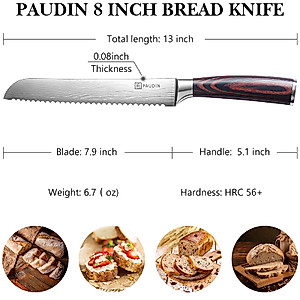 PAUDIN Bread Knife + Utility Knife 5 inch