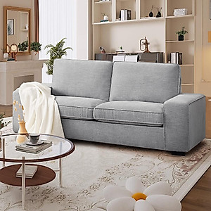 LEISLAND 88.58" Modern Sofas Couches for Living Room, Chenille Sofas & couches with Square Armrest, Removable Low-Back Sofa Cushion and Detachable Sofa Cover/Easy to Install(Light Grey)
