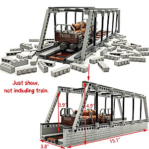 Classic Train Building Bridge City Passenger Express Train Tracks Toys Accessories Railroad Construction Building Block Compatible with Major Brand (Train Bridge)