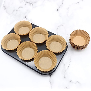 200-Pack Natural Cupcake Liners Unbleached Muffin Liners Greaseproof Paper Baking Cups Standard Size Paper Cupcake Liners for Baking Muffin and Cupcake, Natural Color