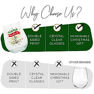 Your Dream Party Shop Mama Needs A Silent Night 22oz Christmas Stemless Wine Glass, Wine Holiday Gifts, Perfect Christmas Drinking Glasses, Funny Christmas Wine Glasses