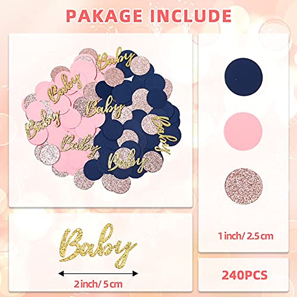 240 Pieces Gender Reveal Table Confetti Baby Shower Confetti Navy Blue Pink Confetti for Baby Shower Birthday Party Decoration (Classic Color)