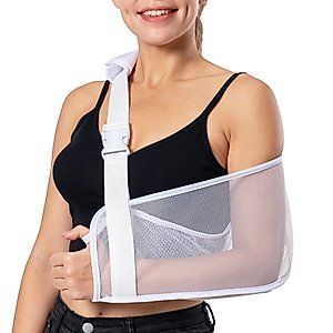Ledhlth White Mesh Arm Sling for Shoulder Injury Women Shower Sling for Men Shoulder Sling for Shoulder Surgery Elbow Wrist Sling for Broken Arm