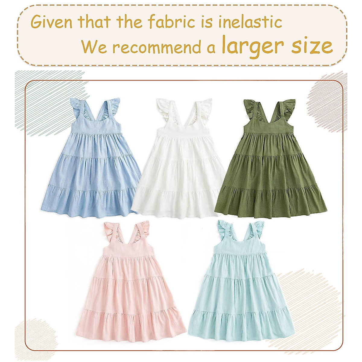 Curipeer Baby Girl Cotton Linen Dress with Smocking Casual Infant Dress Sleeveless Pink 3 Years