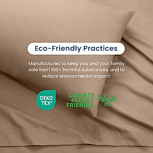 4 Piece Full Bed Sheets Set Full Bed Sheets – Light Weight, Soft Breathable Sheets Brushed Cotton Rich Blend Secure-Fit, Wrinkle Resistant, Durable, Easy Care Bed Sheets Comfy Sheets, Beige