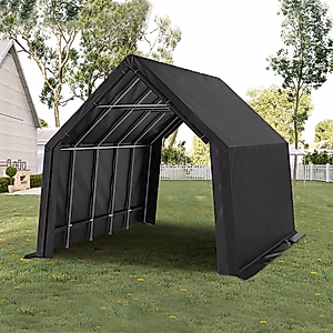 KING BIRD 13' x 20' x 12' Heavy Duty Anti-Snow Carport for SUV, Full-Size Truck and Boat, Outdoor Car Canopy Boat Shelter with Reinforced Ground Bars-Dark Gray