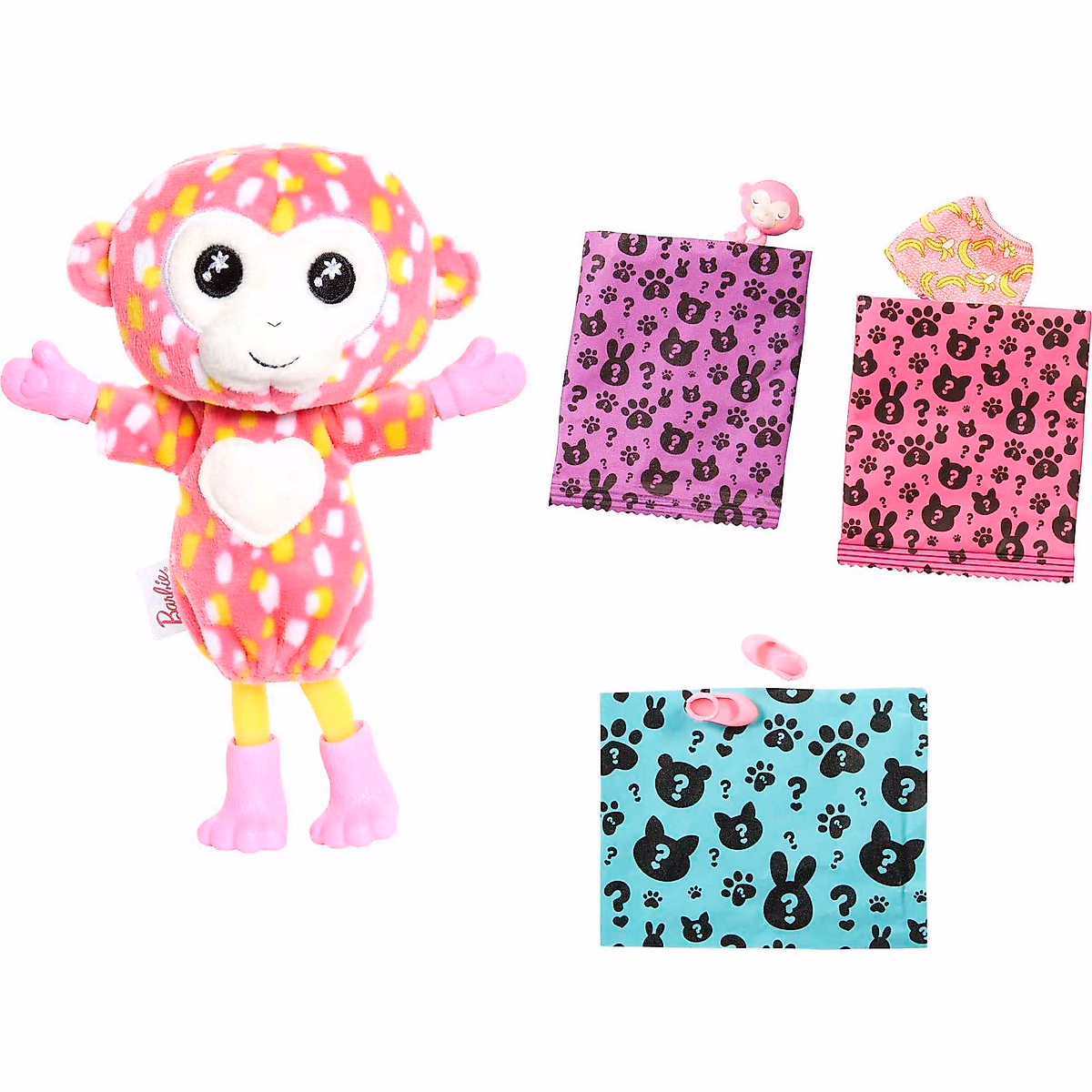 Barbie Cutie Reveal Chelsea Small Doll, Jungle Series Monkey Plush Costume, 7 Surprises Including Mini Pet & Color Change