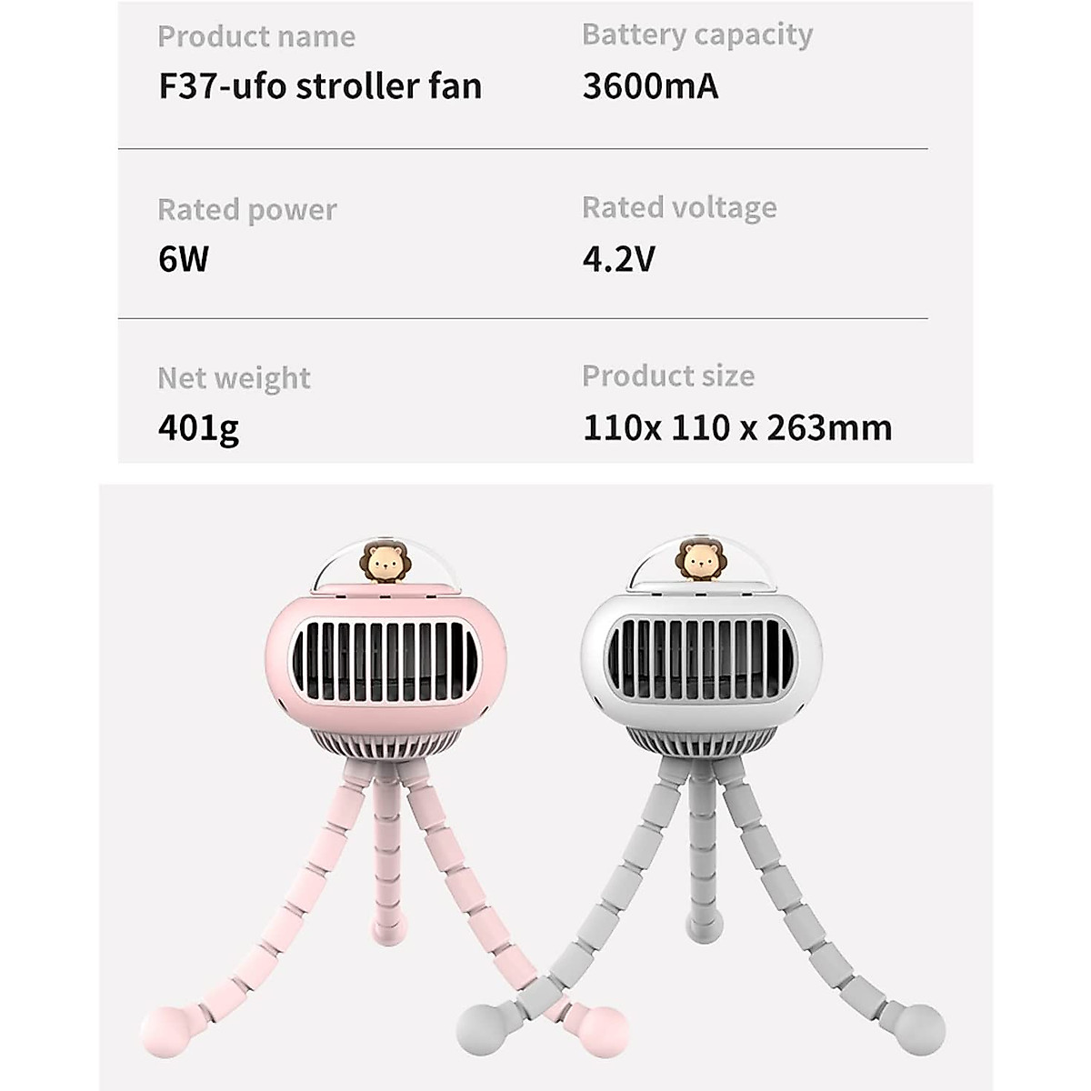 Baby Stroller Fan rechargeable 130 °Automatic Swing Handheld Personal Portable Clip On Fan With Flexible Tripod Desk Fan Ultra Quiet USB Fans Bike Treadmill Crib Car Seat Outdoor Camping Office