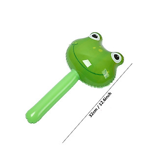 Dzrige Inflatable Frog Hammer with Sound Bell Big Eye Frog Stick Hammer Frog Inflatable Stick Balloon Funny Handle Hammer Toys for Theme Party Wedding Birthday Kids Party Decor (3Pcs)