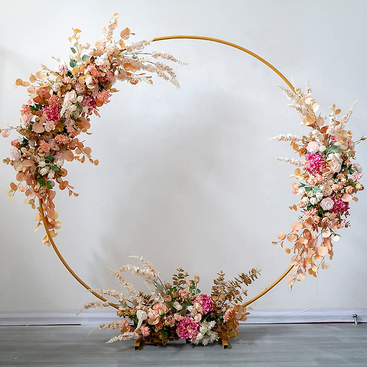 BOJOY 7.8ft Balloon Arch Stand, Circle Backdrop Stand, Golden Metal Round kit Decoration, for Birthday Party, Wedding, Baby Shower, Photo Background Decoration