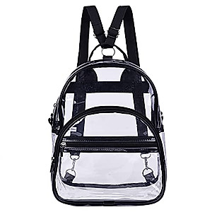 Oraben Small Clear Backpack Stadium Approved,Small Clear Purse Backpack Clear Cute Daypacks Convertible Shoulder Bag Clear Bag for Women Girls (Black,Small)