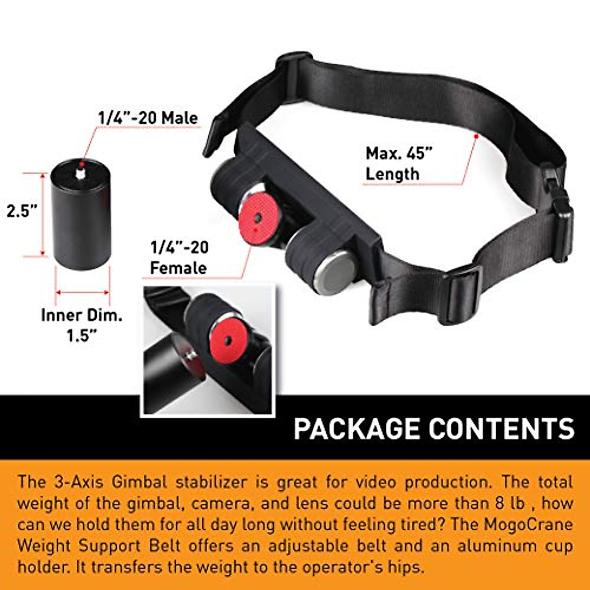 MoGoPod MogoCrane Belt Kit (Belt + Aluminum Tumbler) for DJI Ronin Stabilizer and Tripod Heavy Duty Monopod, Rotary Arm