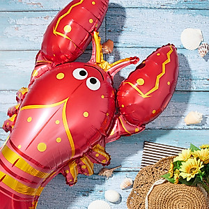 28 Pieces Lobster Balloons, 4 Pieces Aluminum Foil Lobster Balloons Lobster Party Foil Balloons and 24 Pieces White Lobster Latex Balloons for Beach Themed Birthday Bridal Shower Party Decor Supplies