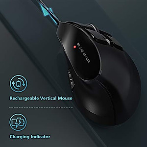 seenda Ergonomic Mouse, Wireless Vertical Mouse - Rechargeable Optical Mice for Multi-Purpose (Bluetooth 5.0 + Bluetooth 3.0 + USB Connection) Compatible Apple Mac and Windows Computers - Black