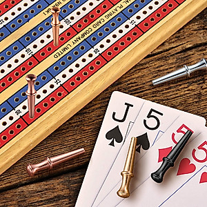 48 Pcs Metal Cribbage Pegs Cribbage Board Pegs Metal Nails Fit 1/8 Holes Toy Game Accessories with Drawstring Storage Pouch for Cribbage Traditional Board Game, 4 Colors