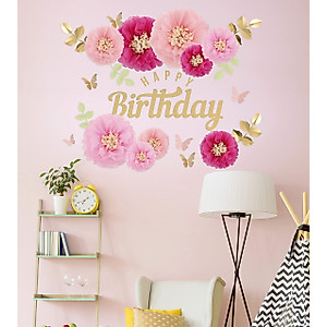 Fonder Mols Tissue Paper Flowers Tissue Pom Poms Blooms Pink for Girl Baby Shower, Nursery Decor, Birthday Decorations (Set of 21, Rose Pink)