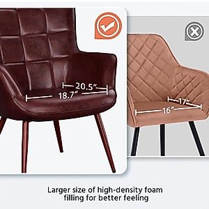 Yaheetech PU Leather Armchair, Mid-Century Accent Chair with Tapered Legs Tufted Sofa High Back Oversized Chairs for Living Room Home Office Bedroom, Chestnut Brown