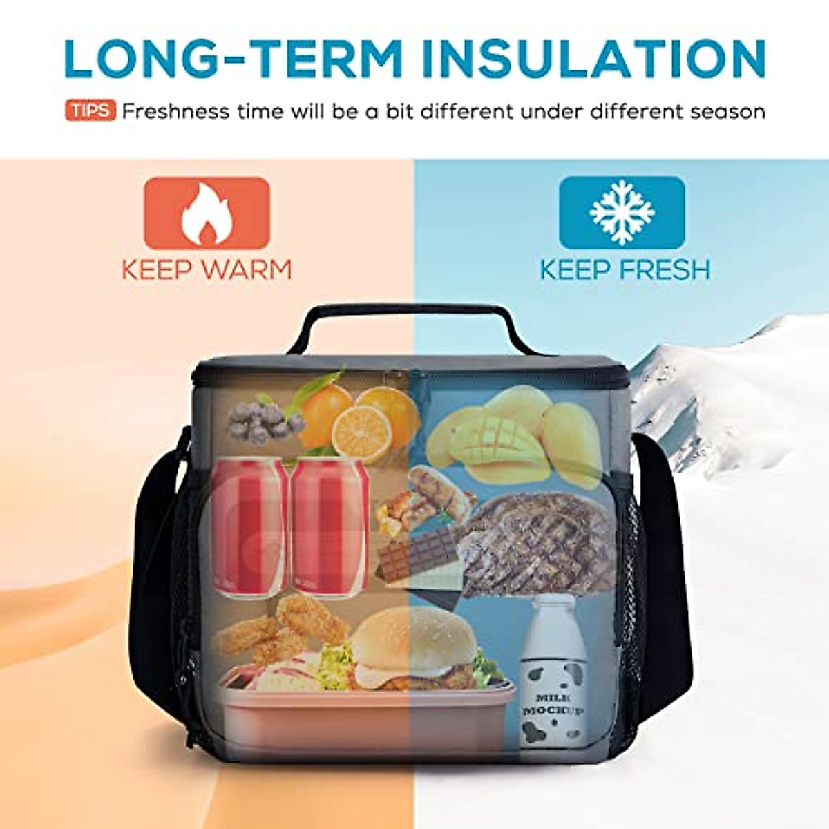 TOURIT Lunch Bag for Men Insulated Lunch Box for Men Leakproof Reusable Lunch Cooler Bag for Work, Office, Outdoor, Picnic, Dark Gray