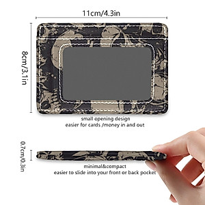 Linomo Thin leather Card Holder and Money Clip Sugar Skull Day of the Dead Wallet RFID Blocking for Men & Women