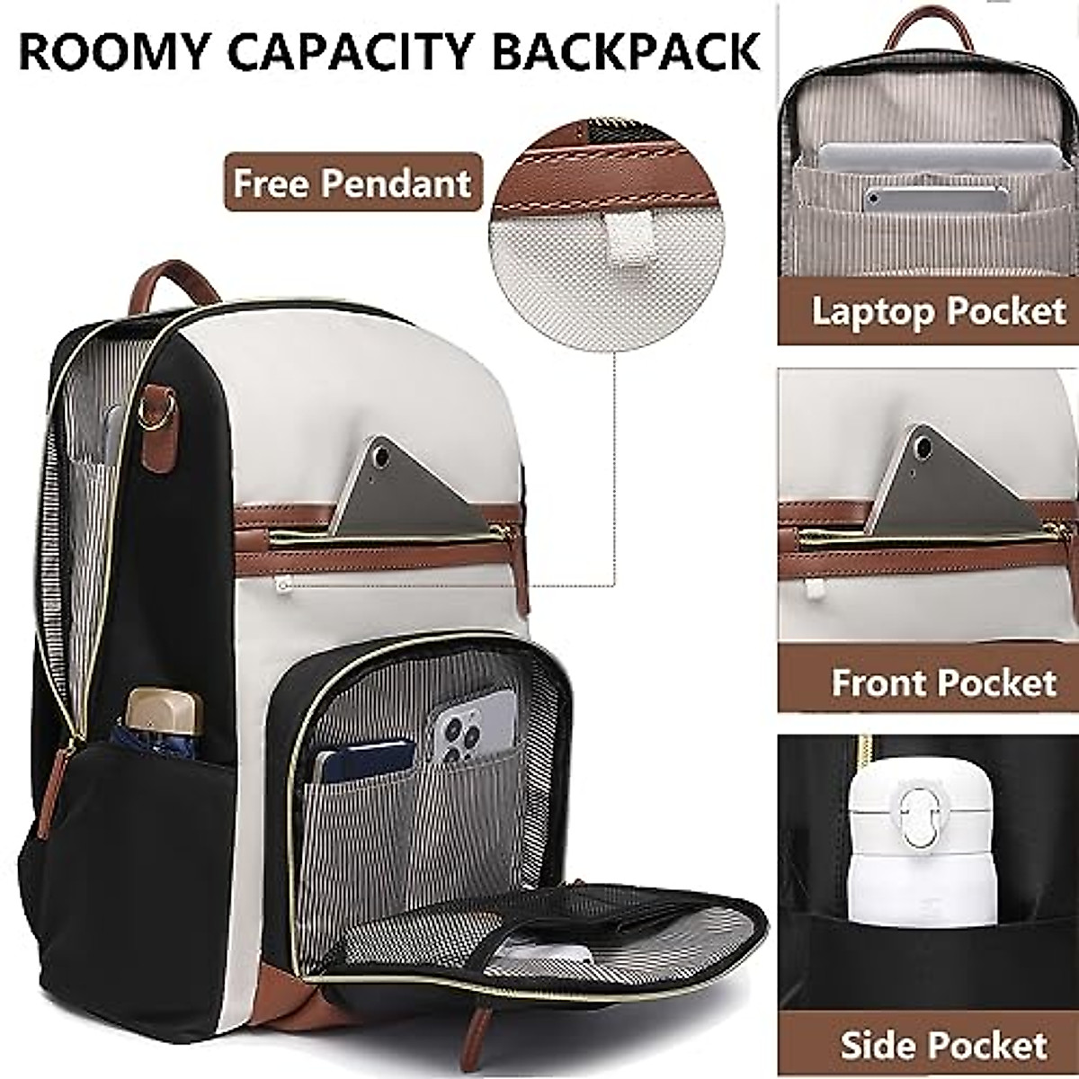 Laptop Backpack Women Travel Bag - 15.6 Inch Convertible Computer Backpack Purse for Women Fashion Nurse Work School Bags Waterproof Daypack Anti Theft Teacher Bookbag for Ladies College Business