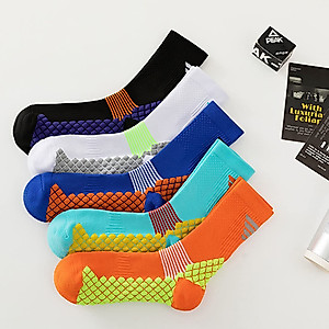 YWSLRC Mens Athletic Socks Elite Basketball Socks-Performance Thick Cushioned Sport Training Running Compression Crew Sock (Multicolor)