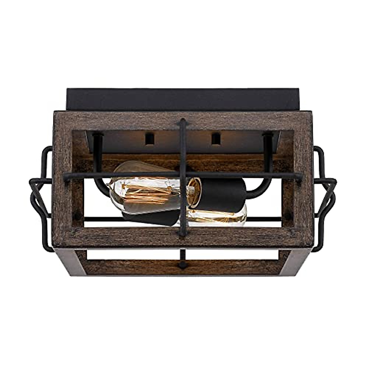 Tawson Amos Modern Farmhouse 2-Light Flush Mount Ceiling Light with Wood Shade for Hallway, Entryway, Passway, Dining Room, Bedroom, Garage, Kitchen Island, Balcony Living Room