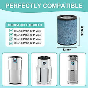 HP302 NeverChange Replacement Filter Compatible with Shark Never Change Air Purifier MAX HP301 Clean Sense Series HP200 HC502 HP232 AP1000, H13 Grade HEPA Filter, Part# HE2FKBAS, HE2FKBASMB, 2 Pack