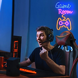 Ferghana Dimmable Neon Sign, USB Live On Air Led Signs For Bedroom Wall, Microphone Neon Lights Signs For Tiktok Youtube Twitch Streamers, Light Up Sign Gift For Studio Gaming Room Decor(GAME ROOM)