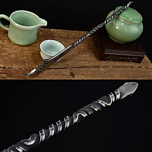 lkjad Knife Tea Set Cutting Small and Portable Sharp Collectibles Metal Stainless Steel Guan Gong Knife