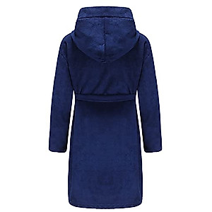 E.W Apparel Kids Boys Girls Hooded Towelling Bathrobe Dressing Gown 100% Cotton Terry Towel Soft Terry Cloth Robe 5-16 Years(Navy,7-8 Years), 2022-09-13