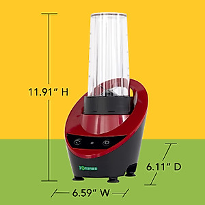 Yonanas Personal Blender with 13.5-Ounce Portable Cup and Drinking Lid for Shakes and Smoothies, BPA Free, 300-Watts, Red
