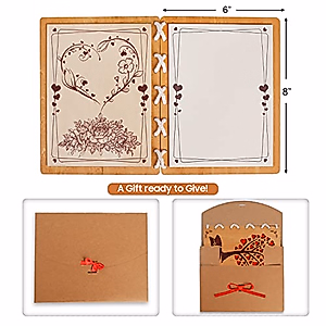 DEPLEE Heart Tree Wooden Cards, Anniversary Card for Her with Romantic Wood Card Design, Love Wood Greeting Card, Happy Anniversary Card Wood, Birthday Cards for Women, Mothers, Wife, Mom |6x8 in