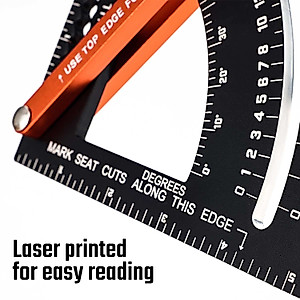 Vanquish Rafter Square for Carpentry, 7 Inch Aluminum Carpenter Square (4027), Black