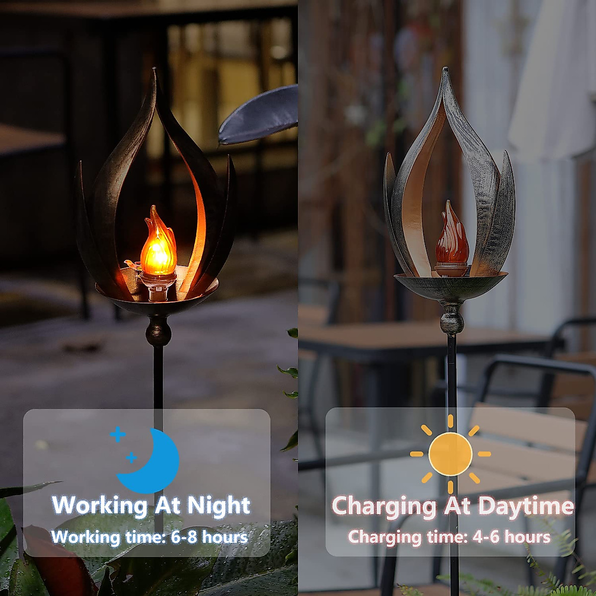 EDOF Garden Solar Light Outdoor Decorative, Flame Led Lights, Waterproof Outdoor Decorative Lights Waterproof for Walkway, Yard, Lawn, Patio or Courtyard