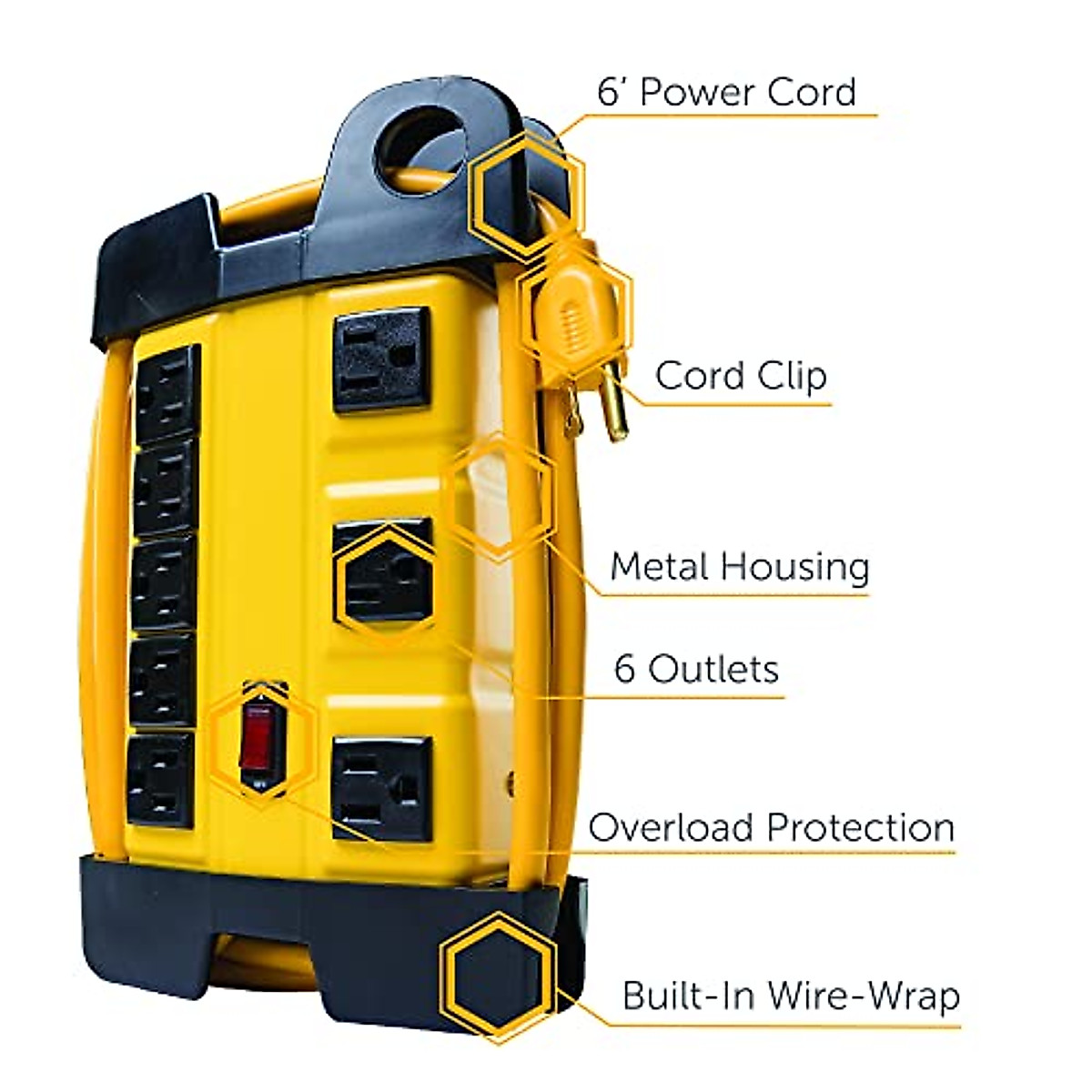 Coleman Cable 4655 Power Strip With 8 Outlets (6-Ft, Heavy-duty Design)