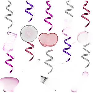 30Pcs Y2k 2000s Pink Party Swirl Decorations Hanging Spiral Decor Whirl Streamers Pink Rabbit Ceiling Streamers Y2k Spiral Favors for Birthday Female Bachelorette