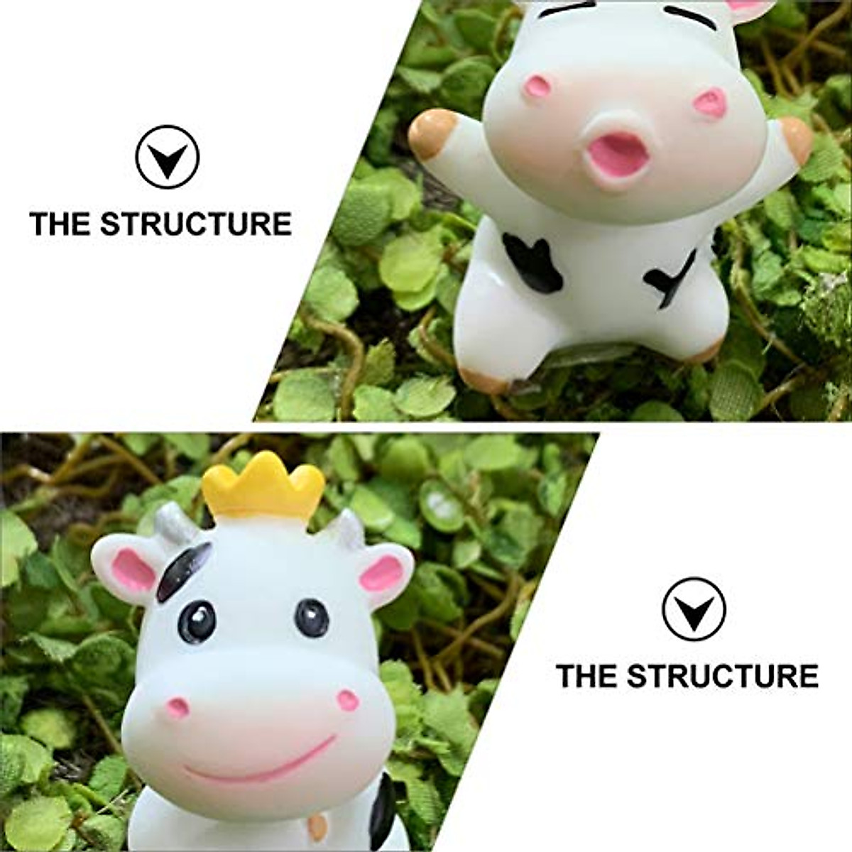 PRETYZOOM 10pcs Miniature Figurines Cow Cattle Year Ox Cow Cake Topper Fairy Garden Animals for Micro Landscape Plant Pots Bonsai Craft Decorations(Random Style)