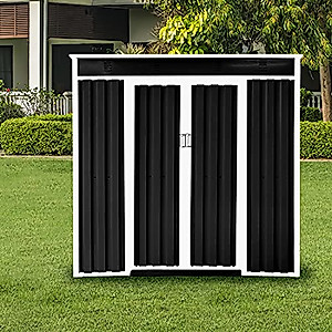 Oakmont Outdoor 4×6 FT Storage Shed Walk-in Garden Tool House with Double Sliding Doors, Steel Cabin Yard Lawn (Grey)