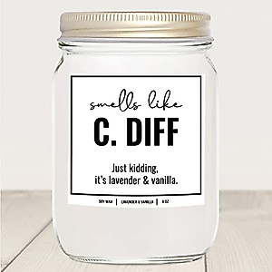 YouNique Designs, Smell Like C. Diff Registered Nurse Candle, 8 Oz, Funny Nurse Gifts for Women, Rn Gifts for Nurses, Gi Nurse Appreciation Gifts, Future Nurse Graduation Gift (Lavender & Vanilla)