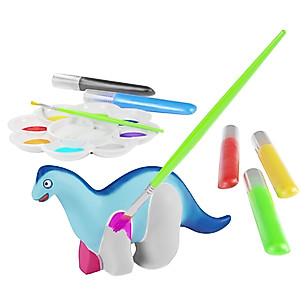 Paint 3 Large Dino Squishies - Paint a Squishy Kit - Make Your Own Squishies with Puffy Paint - Arts and Crafts Gifts for Kids, Boys & Girls - DIY Squishy Makeovers Painting Kit, Dinosaur Toys