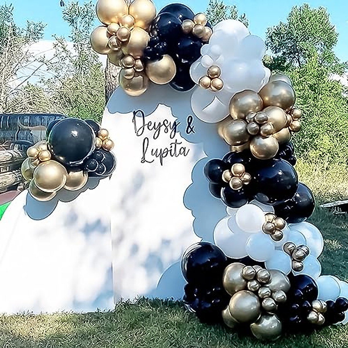 RUBFAC Black Balloons, 146 pcs Different Sizes Pack of 36 18 12 10 5 Inch for Balloon Garland or Balloon Arch as Graduation Wedding Birthday Baby Shower Anniversary Party Decorations