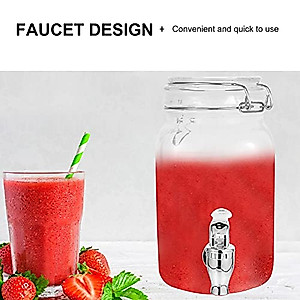 Hemoton Glass Dispenser Jar Beverage Dispenser Glass Jar with Tap Party Drink Dispenser Juice Dispenser Mason Jar with Spigot Glass Jar with Faucet
