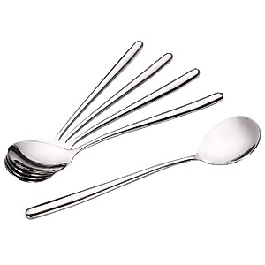 Miupoo Spoons,Stainless Steel Long handled soup spoons,Silver,10 Piece (8.7x1.6 Inches)