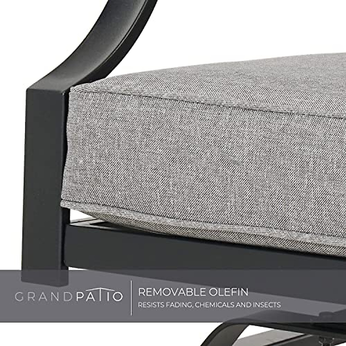 Grand patio 3 PCS Patio Furniture Set Outdoor Bistro Set Metal K/D Chat Set Rocking Chair with Gray Comfortable Cushions for Garden Lawn & Poolside