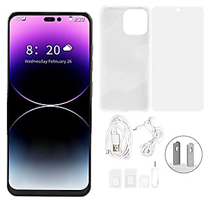 Zunate I14pro Max 6.7 in 4G Smartphone for Android, Unlocked Mobile Phone with 4GB RAM 64GB ROM, 128GB Supported, Face ID, 4000mAh, 8MP 16MP, Cell Phone for Senior Students(Blue)