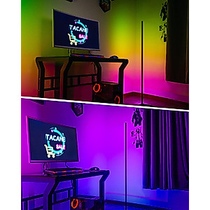 TACAHE Smart Corner Floor Lamp - Advanced Version, APP & Remote Control - Multi Lamp Pattern Sync - Transparent Lampshade with Ultra Brightness, Mood Light for Studio, Gaming Setup - 20W, Black