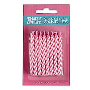 Oasis Supply Candy Stripe Birthday Candles, 2.5-Inch, Pink