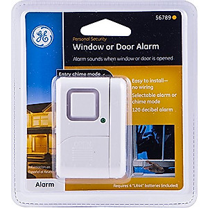 GE Personal Security Window and Door Alarm, 1 Pack, DIY Protection, Burglar Alert, Wireless Chime/Alarm, Easy Installation, Home Security, Ideal for Home, Garage, Apartment and More,White, 56789