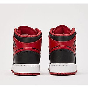 Jordan Air 1 Mid (Big Kid) Black/Fire Red-white 5 Big Kid