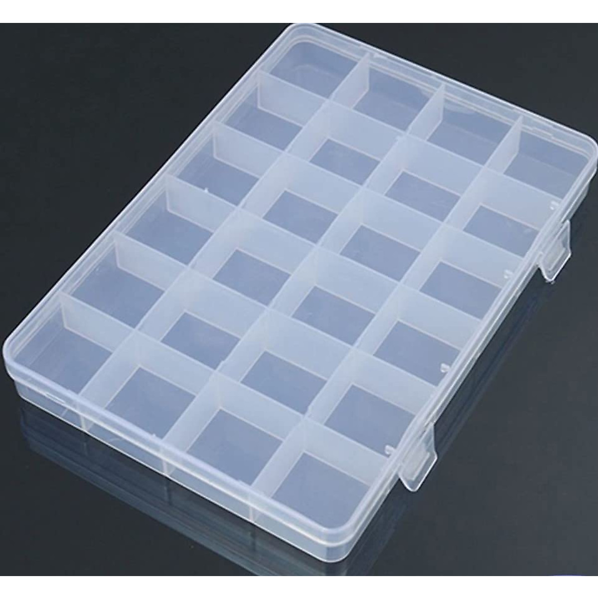 Transparent 24 Compartments Plastic Box Case Jewelry Bead Storage Container Craft Organizer with Divider and Compartments for Earring Rings Necklaces Bracelet Anklet